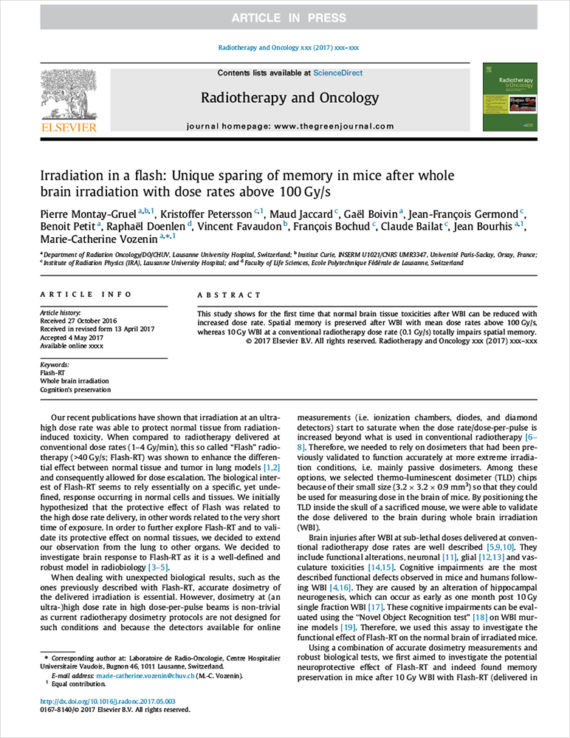 Sparing of memory in mice; UHDR